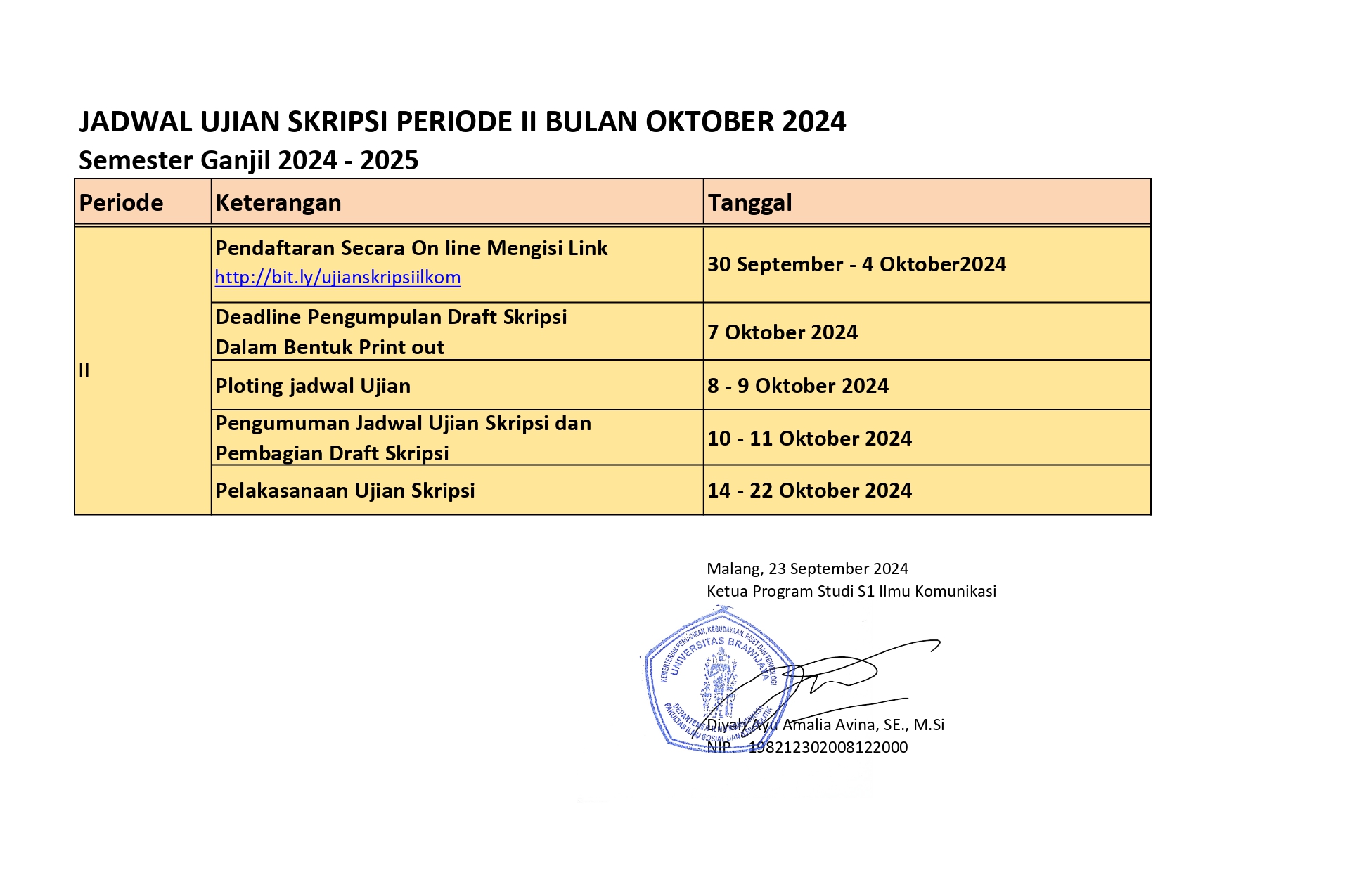 Jadwal Ujian Skripsi Periode 2 Bulan Oktober 2024 – Department of ... Jadwal Ujian Skripsi Periode 2 Bulan Oktober 2024 – Department of ...
